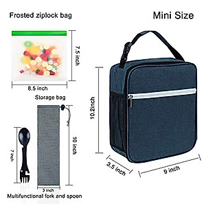 Nirroti Insulated Lunch Bag for Men Women Reusable Lunch Box with Water Bottle Holder Mini Lunch Tote Bag, Lunch Container Cooler Bag for Work Office, Navy Blue