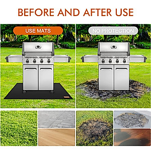 WLEAFJ Under Grill Mat, Fire Pit Mat Fireproof Mat, 36 x 48 inches Grill Mats for Outdoor Grill Deck Protector, BBQ Mat for Under BBQ, Perfect for Charcoal Grills, Gas Grills, Oil Fryers and Smokers