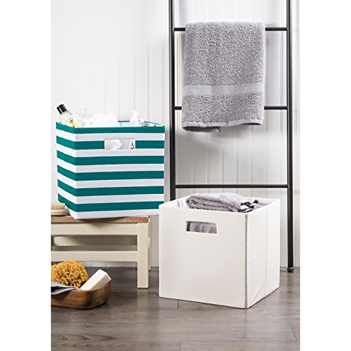 DII Poly-Cube Storage Collection Hard Sided, Collapsible Solid, Large, Off White