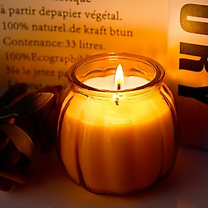 4Pack Thanksgiving Candle Pumpkin Candle Gift Burn Fall Candles Long Time Natural Wax Candles Soy Candle Pumpkin Scented for Thanksgiving Christmas Wedding Baby Shower Party Favors Home Decor