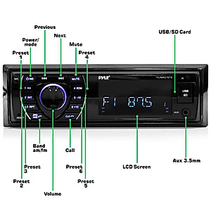 Pyle Bluetooth Marine Receiver Stereo - 12v Single DIN Style Boat in Dash Radio Receiver System & Metra 99-9600 Stereo Installation Kit for Select 1998-2013 Harley Davidson Motorcycles (Black)