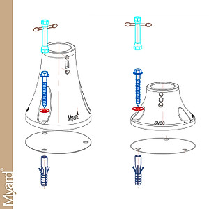 SMB3 Myard 3" Surface Mount Base Anchor Flange for 1.9" Swimming Pool Rail Handrail Ladder to Concrete or Wood Deck (Ivory White, 1-Pack)