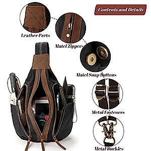 Jannloe Canvas Sling Backpack Casual Crossbody Pack for Women Men Shoulder Rucksack Daypack