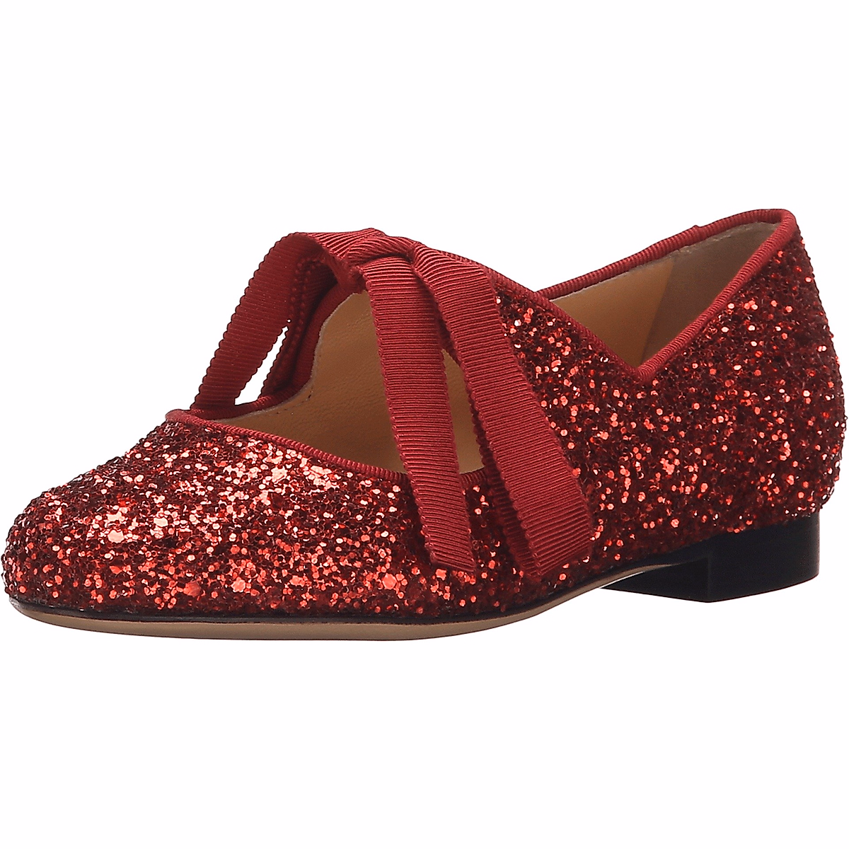 charlotte olympia Girl's Incy Olivia Little Kid, Red Glitter Fabric, 26 (US 9 Toddler) M