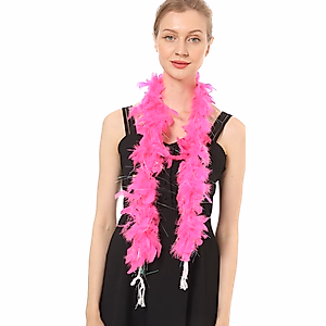 25 Gram, 4 Feet Long Chandelle Feather Boa, Great for Party, Wedding, Halloween Costume, Christmas Tree, Decoration (Candy Pink w/silver lurex)