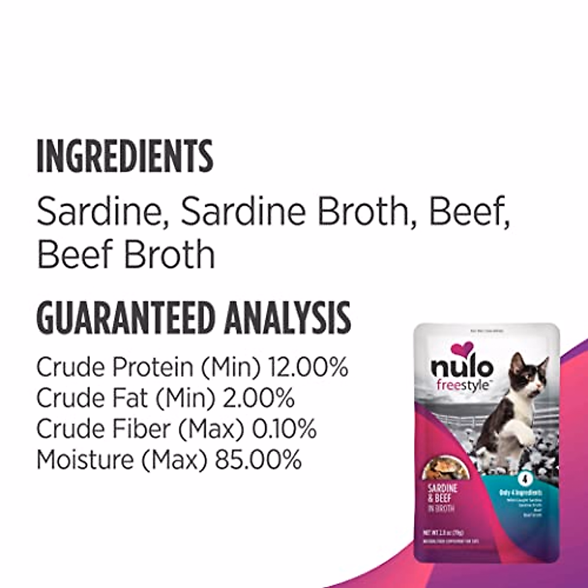 Nulo Freestyle Cat & Kitten Wet Cat Food Pouch, Premium All Natural Grain-Free Soft Cat Food Topper with Amino Acids for Heart Health and High Animal-Based Protein, 2.8 oz, 6 Count