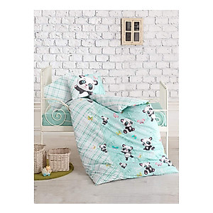 paradise RANFORCE 100% Cotton Baby Bedding, Panda Themed Duvet Cover Set, Crib Bedding for Baby Girls