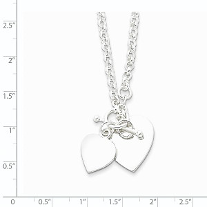 IceCarats 925 Sterling Silver Engraveable Double Heart Love Chain Necklace Toggle Clasp