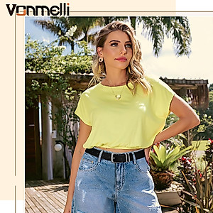 VONMELLI Women's Soft Faux Leather Belt for Jeans Pants Dress Fashion Ladies Waist Belt with Gold/Silvery Buckle Black M