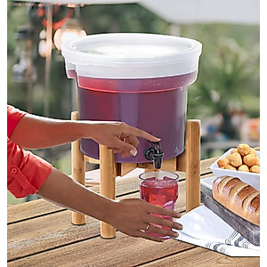 Drink Dispenser Stand - Beverage Glass Jar and Water Plastic Jug Holder - Adjustable up to10-inch Wide