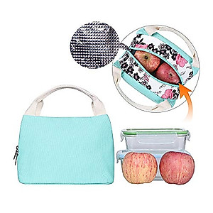 Bluboon Teens Backpack Set Canvas Girls School Backpack Lunch Box Pencil Bags Student Bookbags 3 in 1 (Water Blue-14)