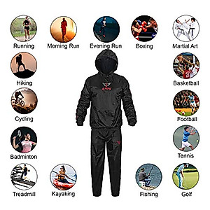 Jayefo Sauna Sweat Suit For Men & Women Boxing MMA Fitness Weight Loss With Hood (L)