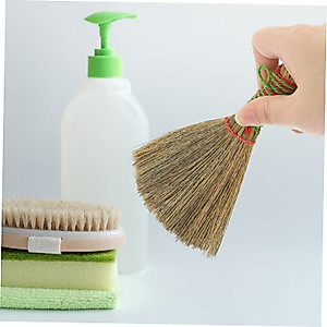 GANAZONO 4 pcs Small Broom Desk Cleaning Brush Mini Straw Broom Halloween Witch Broom Mini Halloween Broom Whisk Broom Hand Broom Table Broom The Witch Doll House Miscanthus Flower Office