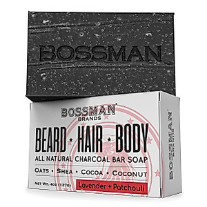 Bossman Men's Bar Soap 4 in 1 Beard Wash, Shampoo, Body Wash and Conditioner, 4 oz