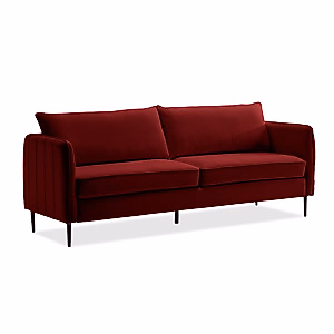 SZLIZCCC Velvet Accent Sofas 85" in,Modern Tufted Loveseat Sofas ArmCouch, Comfy Upholstered Armchair, Velvet Accent Sofas for Bedroom Living Room (85" Sofa Wine Red)