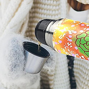 Stainless Steel Leather Vacuum Insulated Mug Abstract Thermos Water Bottle for Hot and Cold Drinks Kids Adults 16 Oz