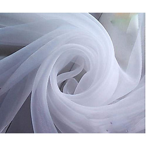 120" Wide (10ft Wide) Sheer Voile Chiffon Fabric - Perfect for Draping Panels and Masking for Weddings & Events - WHITE by The Yard (5 Yards)