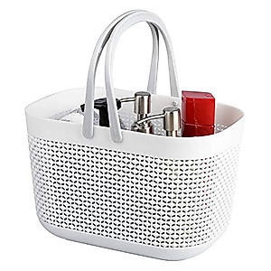 UUJOLY Plastic Organizer Storage Baskets with Handles, Shower Caddy Bins Organizer for Bathroom and kitchen（White）