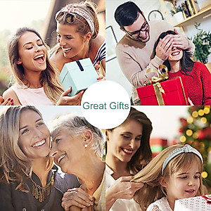 Knotted Headbands for Women, TOBATOBA 3 Pack Rhinestones Pearl Beaded Headbands, Top Knot Boho Headbands, Wide Turban Crystal Pearl Sequin Headbands, Vintage Non Slip Diamond Beaded Bling Hair Band Diademas con Perlas