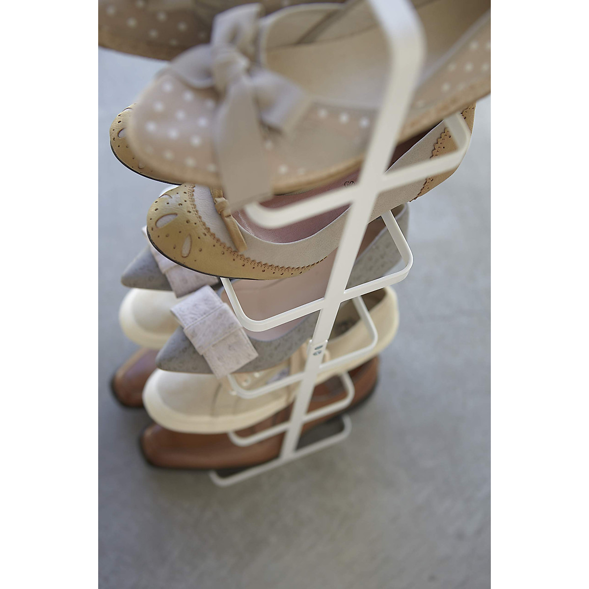 Yamazaki Home Compact Modern Metal Shoe Rack Stee Tall White
