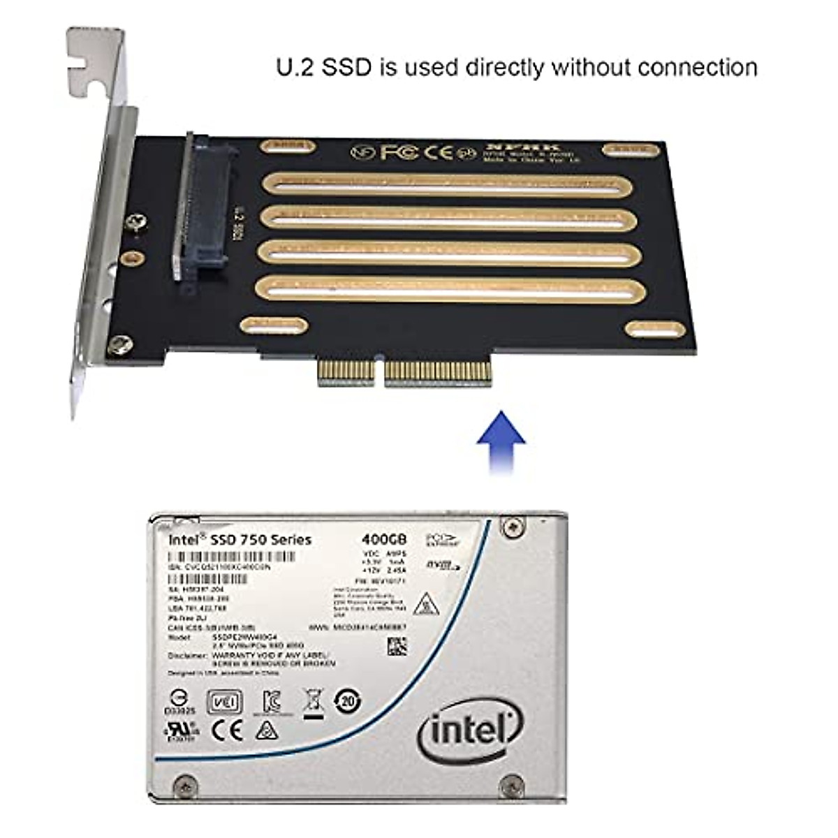 chenyang CY U.2 U2 Kit SFF-8639 to PCI-E 3.0 x4 Lane Host Adapter for Intel Motherboard & 750 NVMe PCIe SSD