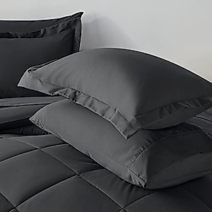 CozyLux Twin XL Size Comforter Set 5 Pieces Dark Grey Twin Extra Long Bed in a Bag for College Dorm All Season Bedding Sets with Comforter, Pillow Shams, Flat Sheet, Fitted Sheet and Pillowcases