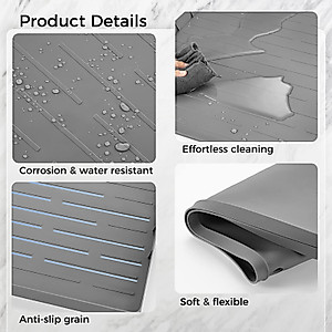 Waterproof Under Sink Mat for 36" Cabinet,Homaisson 35”×22” Flexible Silicone Cabinet Protection Mat, Under Sink Tray, Drips Leaks Spills Protector, Cabinet Liner for Kitchen, Bathroom