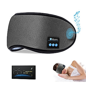 Bluetooth Sleep Eye Mask with Wireless Headphones Washable Sleep Headphones, Eye Cover Perfect for Side Sleeper, Yoga, Meditation, Insomnia, Best Gift and Travel Essentials (Grey)