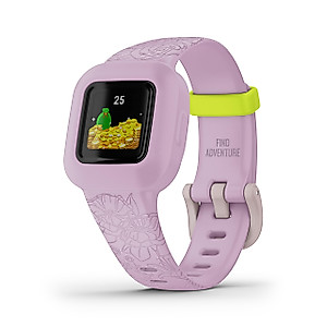 Garmin vivofit jr. 3, Fitness Tracker for Kids, Includes Interactive App Experience, Swim-Friendly, Up To 1-year Battery Life, Lilac Floral