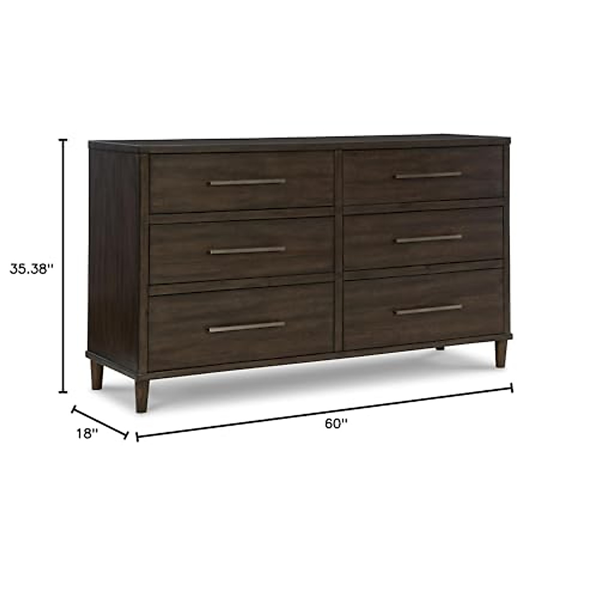 Signature Design by Ashley Wittland Mid-Century Modern 6 Drawer Dresser, Dark Brown