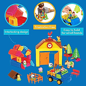 Battat- Bristle Blocks- STEM Interlocking Building Blocks- 67 pc Farm Playset- Developmental Toys for Toddlers & Kid- Barnyard Playset- 2 Years +