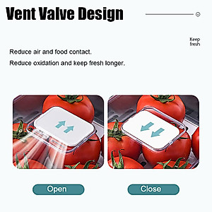 XIYAO 2 pack Stackable Fridge Organizer Bins Drawers With Vented Lids And Drain Tray ,Clear Pantry Organization and Storage,BPA-free Food Fruit Vegetables storage for Freezer, Cabinet, Kitchen, 11.8"x8.11"x4.5"