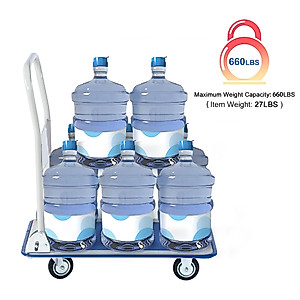 Fadidio Dolly Cart Platform Truck 660lbs Folding Foldable Push Cart Dolly Flatbed Dolly Metal with Wheels Hand Trucks Platform Truck Luggage Cart Heavy Duty Rolling Tool Cart, Blue Best Dolly Cart