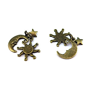 yueton 20pcs Vintage Bronze Sun Moon Star Pendant Findings, DIY Crafts Jewelry Making Charms Accessory