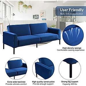 STP-Y Velvet Convertible Upholstered Convertible Folding Futon Couch Sofa Bed, Foldable Loveseat, Loveseats Furniture for Compact Small Space, Dorm, Living Room Apartment, Office