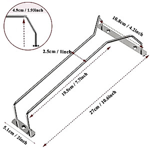 Junvaia 3 Pack Wine Glass Rack, Under Cabinet Wine Glass Holder, 10.6" Stemware Rack Hanging Wine Rack Anti-rust Chrome Plating Metal Organizer Glasses Storage for Bar Kitchen Wine Rack Under Cabinet