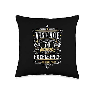 70th Birthday Men Dad Age 70 Vintage Gift for him Vintage 70th Birthday Gift for Men Grandpa 70 Year Old 1952 Throw Pillow, 16x16, Multicolor