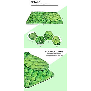 Apular Fashion 3 Piece Bath Rugs Set Boy Football Pattern Non Slip Ultra Soft Bathroom Accessories Mats, U Shape Mat and Toilet Lid Cover Mat Bath Mats