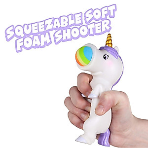 Hog Wild Unicorn Popper Toy and Sticky Target Set - Shoot Foam Balls Up to 20 Feet - 4 Rainbow Balls Included - Age 4+