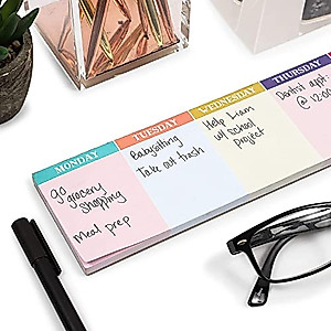 100 Sheets Weekly Planner Sticky Notes, 6-Day Calendar Note Pad for Tasks, To-Do Lists, Reminders, School and Office Supplies, 100 Week Supply, Multi-Colored (12x3 in)