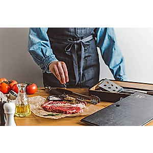 Schmidt Brothers - BBQ Carbon 6, 4-Piece Grilling Accessory Set, Full-Forged Stainless Steel Grilling Utensils Including Spatula, Fork, Basting Brush, and Tongs with All Wood Handles