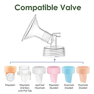 2X 22 mm Maymom Two-Piece Wide Neck Pump Parts Compatible with Spectra S1,Spectra S2 Pumps and 2 Valves; Incl Wide Mouth Flanges; Not Original Spectra Flange; (22mm Flange with Valve)