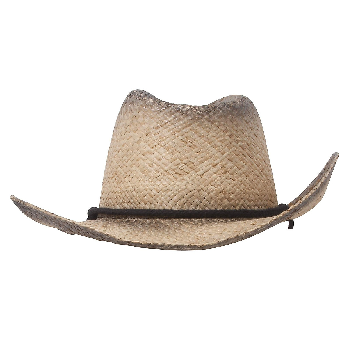 MG Tea Stained Raffia Straw Cowboy Hat - Tan with tint of black