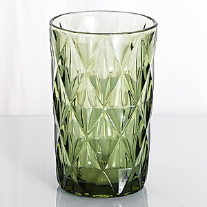 Bandesun Thick Glassware Drinking Glass set of 6 Diamond Kitchen Glasses Tumbler Cup（12 OZ），for Water，Cocktail，Milk，Juice and Beverage.