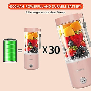 Gbasics Portable Blender USB Rechargeable, Personal Size Blender for Shakes and Smoothies, 14.2 Oz Mini Juicer Cup for Sports, Travel Outdoors and Kitchen