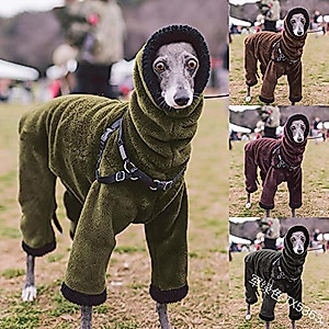 Dog Coat Winter Dog Sweater Double Face Flannel Turtleneck Pet Coat Large Dog Thickened Warm Four-Legs Long Sleeve Windproof Clothes for Medium Large Dogs