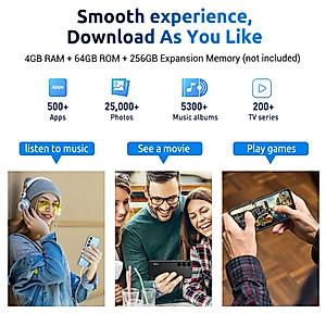 Xgody V50 Android Cell Phone, 4GB RAM + 64GB ROM, 6.55'' HD, Dual 4G LTE Sim Slots Smartphone Unlocked, 13MP Main Camera, Face Unlock, 4500mAh, AT&T/T-Mobile Smart Phones (Black1)