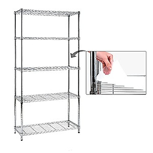 EFINE Chrome 5-Shelf Shelving Unit with 5-Shelf Liners, NSF Adjustable Heavy Duty Steel Wire Shelves, 350lbs Loading Capacity Per Shelf, Storage Rack(36W x 14D x 72H) Pole Diameter 1 Inch