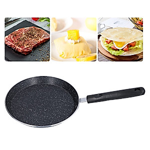 8in Frying Pan Flat Bottomed Pancake Pan, Maifan Stone Frying Pan Induction Cooker Non-stick Pancake for Kitchen Induction Cooker(black)