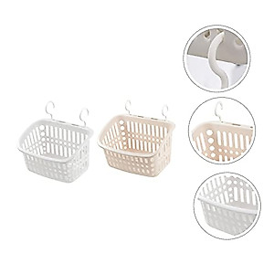 COLLBATH 2pcs Plastic Bathroom Hanging Basket Hanging Shower Caddy Hangable Bathroom Storage Basket Bathroom Shelf Organizer Bathroom Storage Rack Draining Basket Mesh Basket Plastic Pp